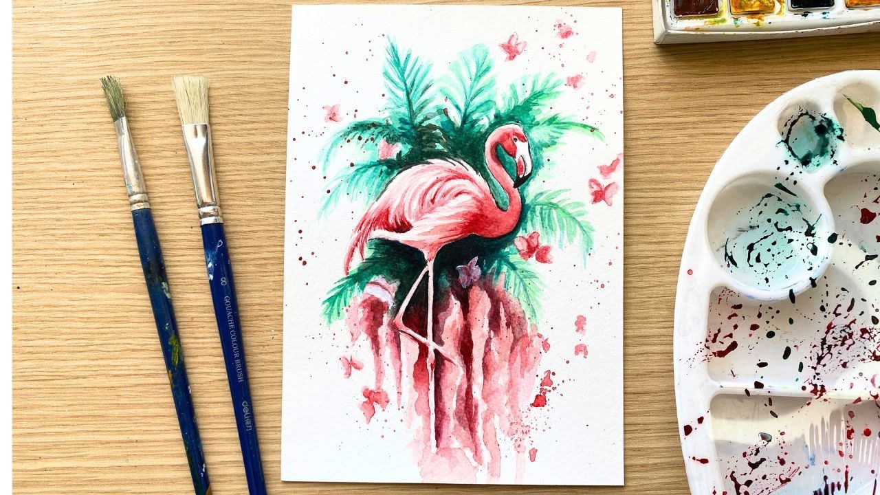 How to Paint a Flamingo | Watercolor painting for beginners step by ...