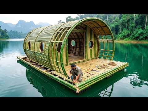 He Builds a Unique Floating Bamboo House on the Lake