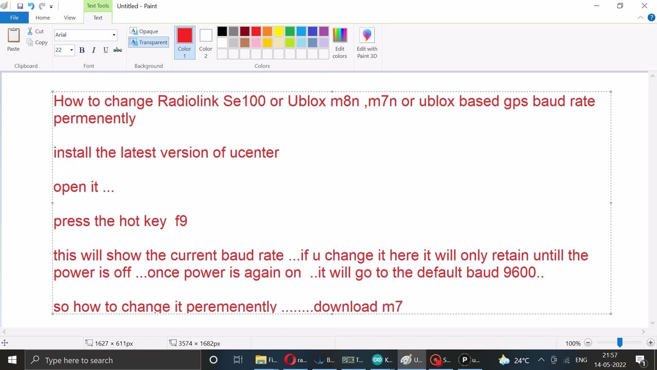 How to change Ublox GPS default baud rate peremenently - YouTube