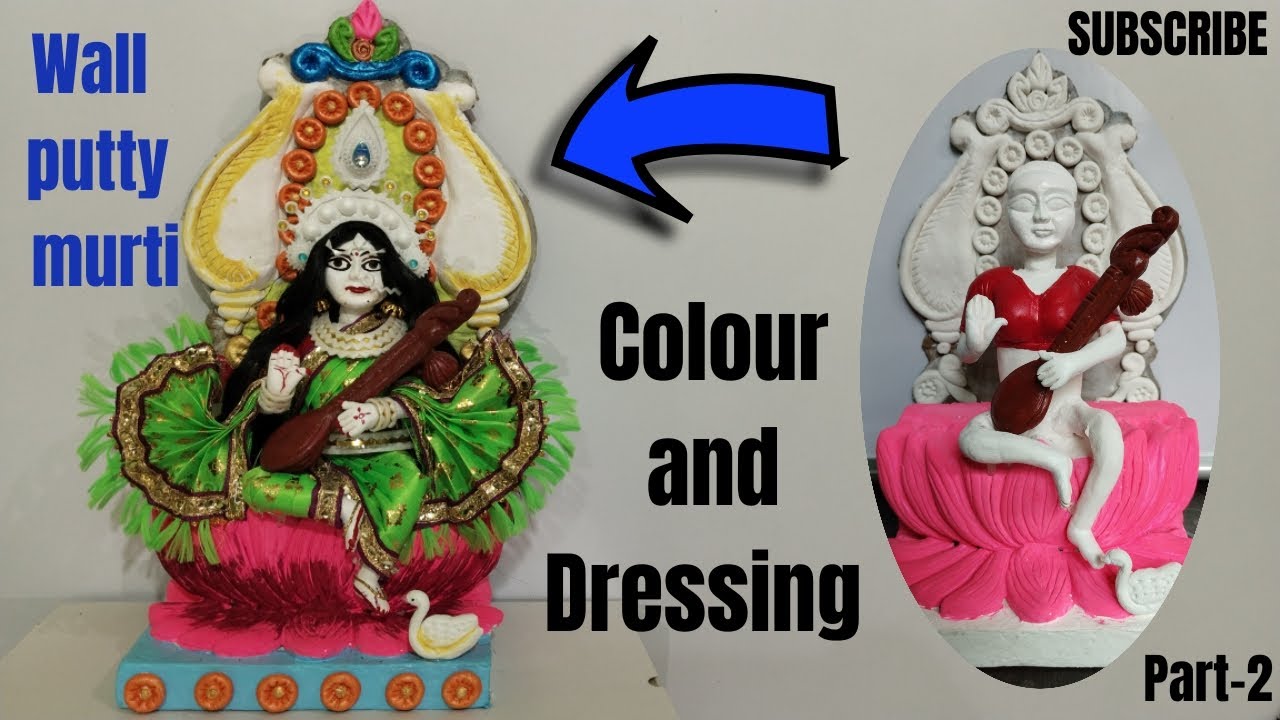 Wall Putty Saraswati Mata Making || DIY || crafts ||SUBSCRIBE#trending ...