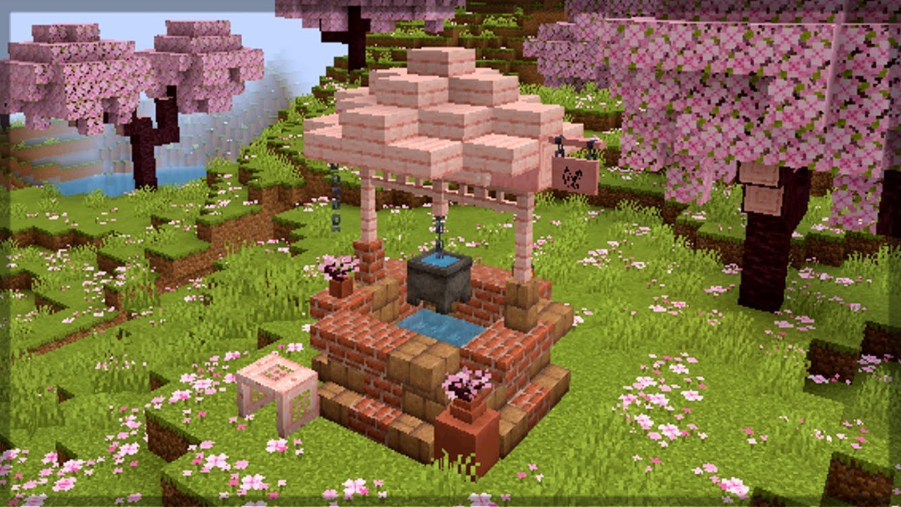 Tutorial Poço De Cerejeira Fácil Para Sua Vila No Minecraft Youtube