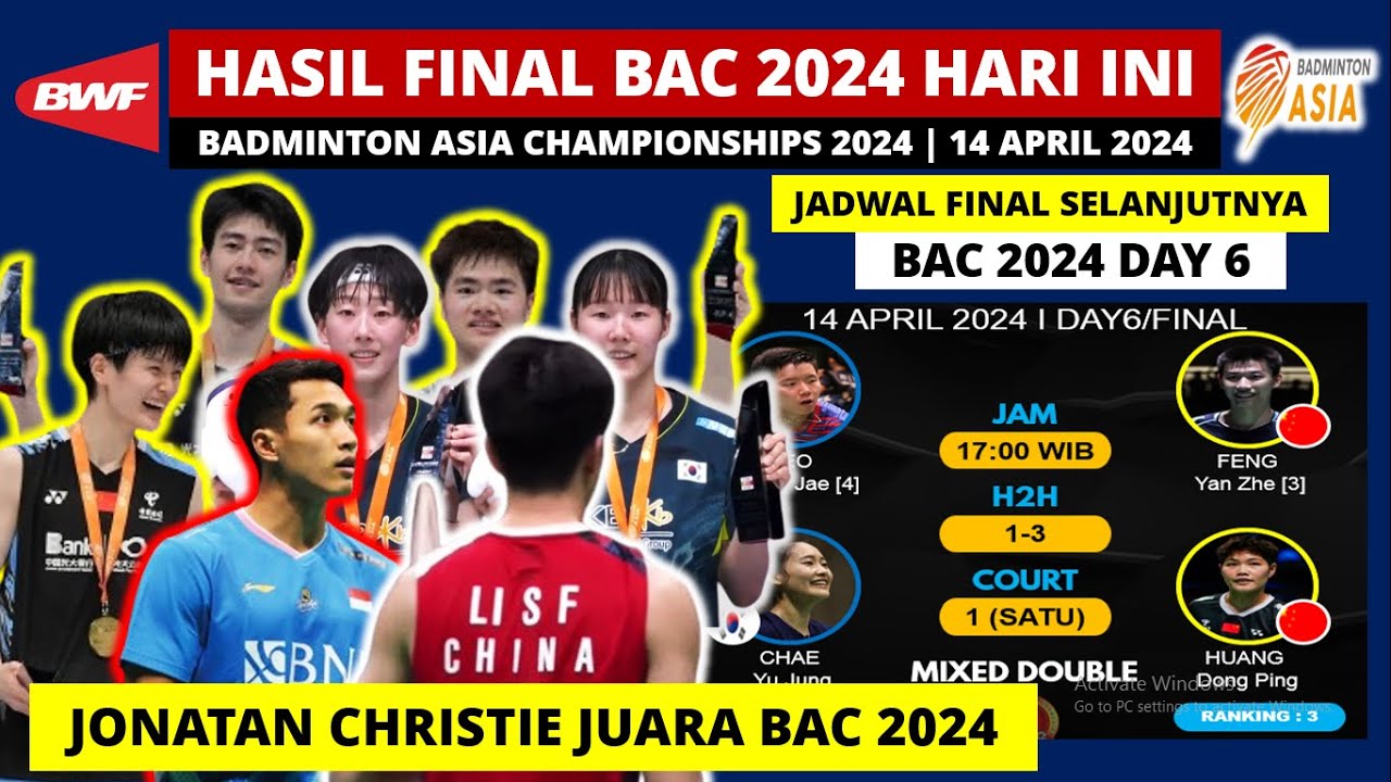 Hasil Final Badminton Asia Championship 2024: Jonatan Christie Juara ...