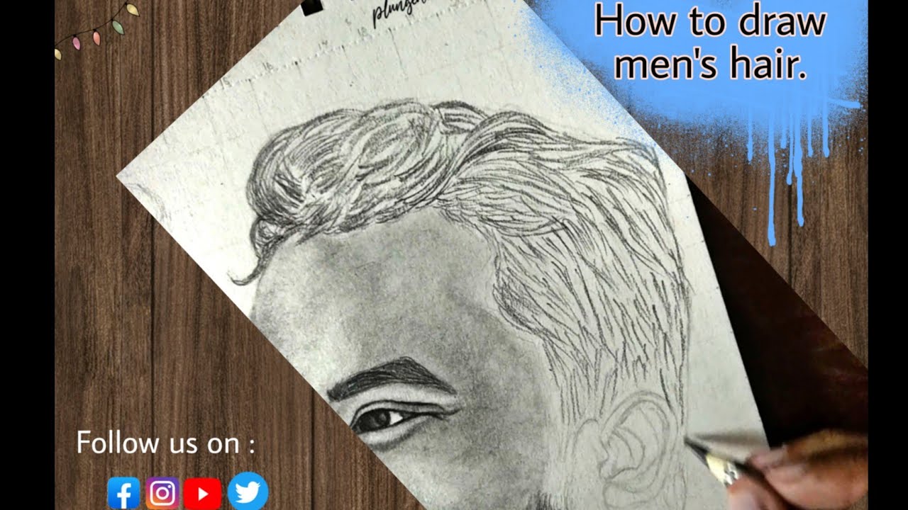 How to draw men hair? with only one pencil & Paper stump/ Pencil ...