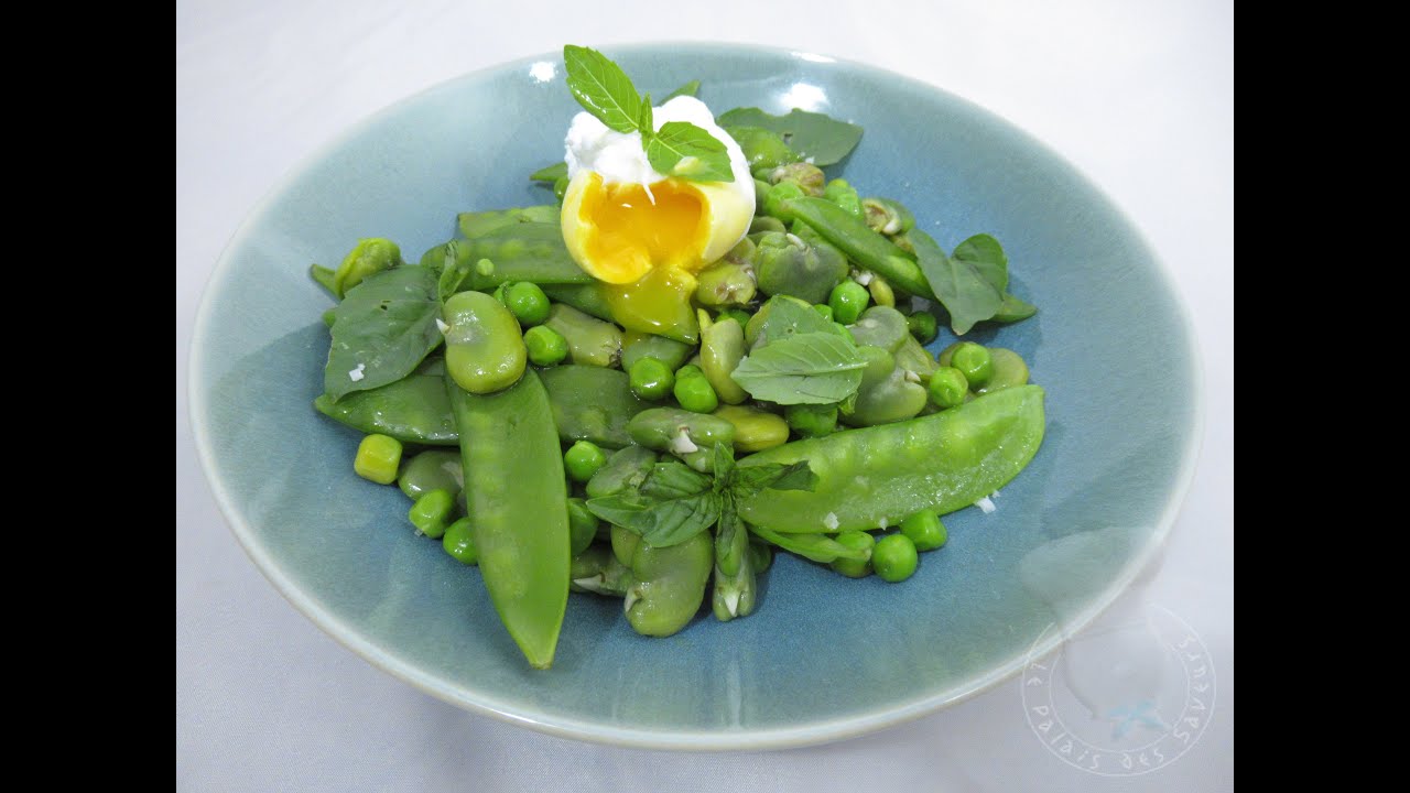 Salade de fèves et pois au basilic - YouTube