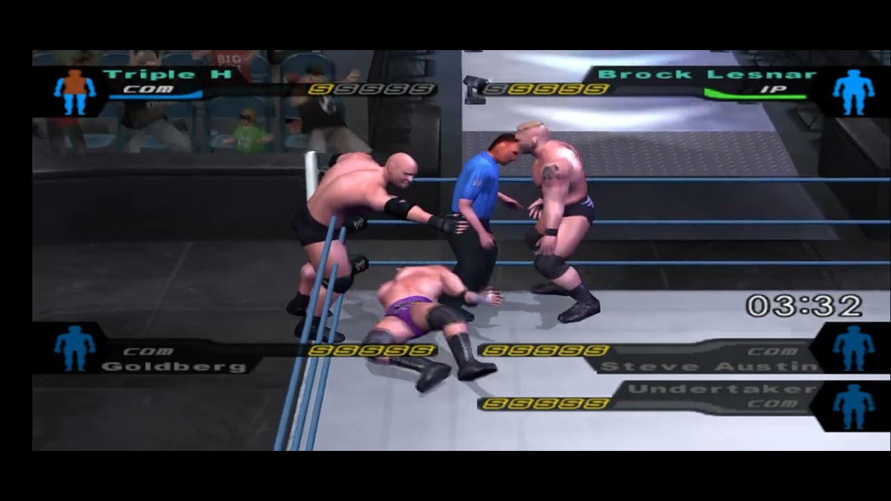 BROCK&AUSTIN( UNDERTAKER ) IN THE RINGSIDE VS TRIPLE H &GOLDBERG TAG ...
