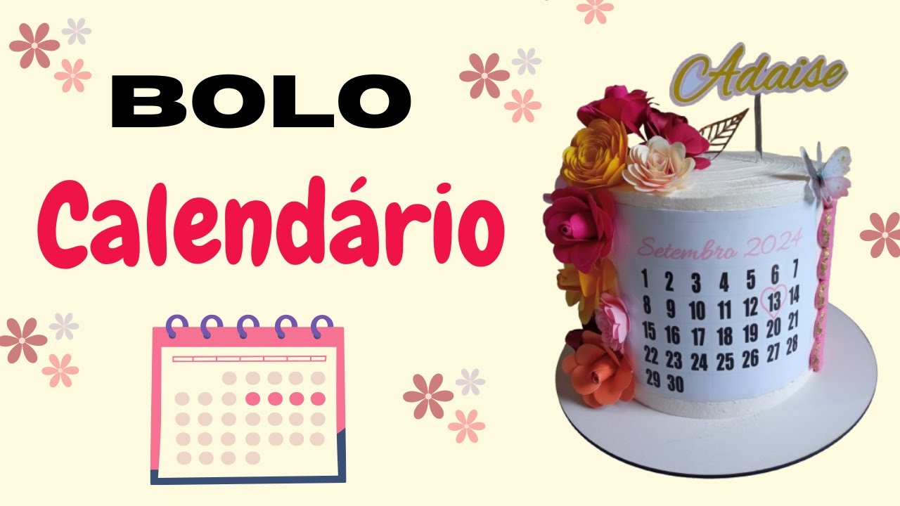 Bolo calendario, Bolo calendario com cascata de flores, calendar cake desing, cake calendar ...