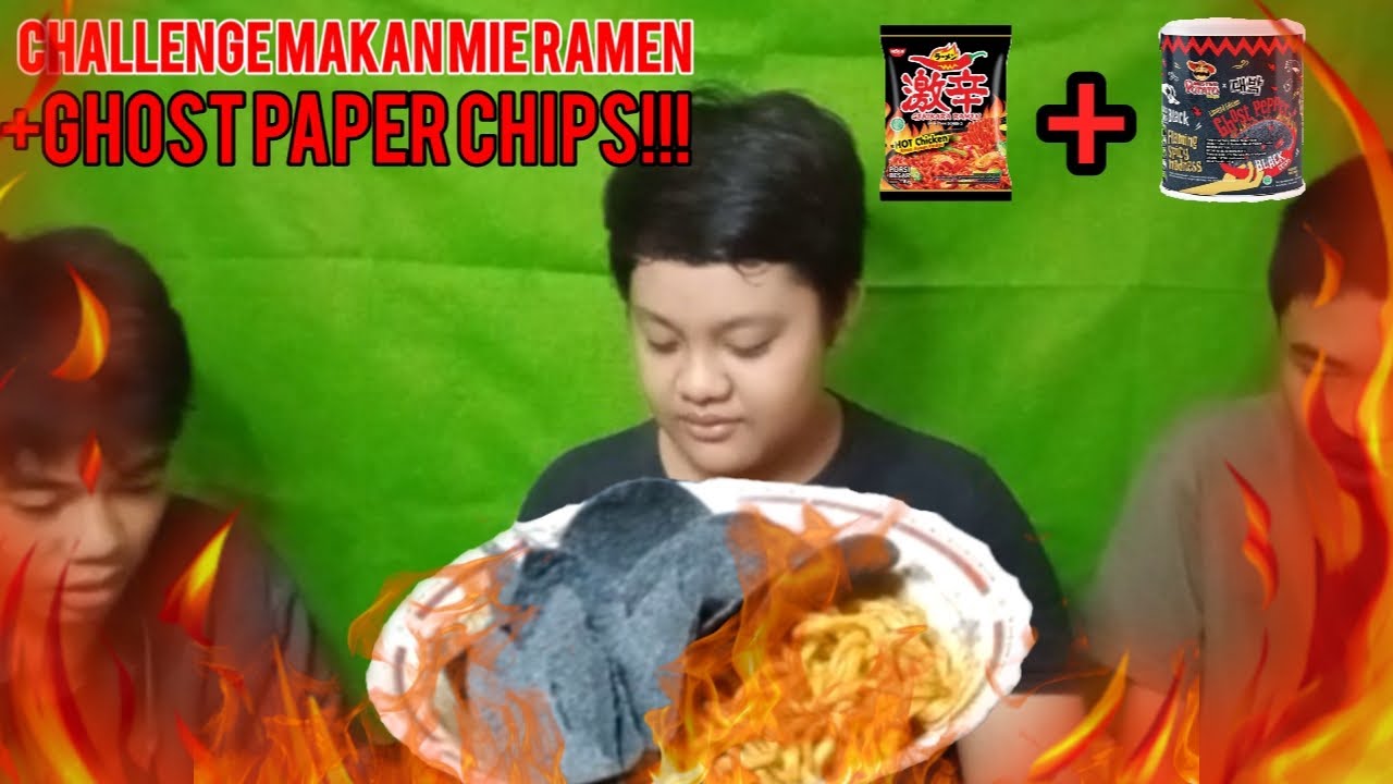 Challenge makan mie ramen+potato ghost paper!||apakah gua akan kalah ...