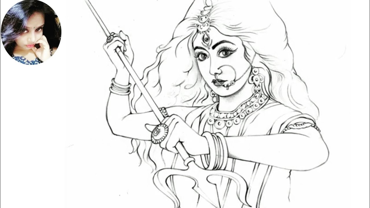 Maa Durga Drawing Easy / How to Draw Devi Durga Mata / Maa Durga ...