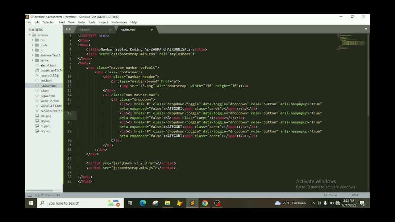 Membuat Navbar Santrikoding dengan Bootstrap (Tugas PemVis) - YouTube