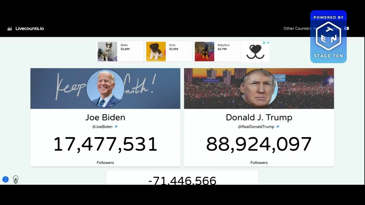 Joe Biden vs Donald Trump live follower count - YouTube