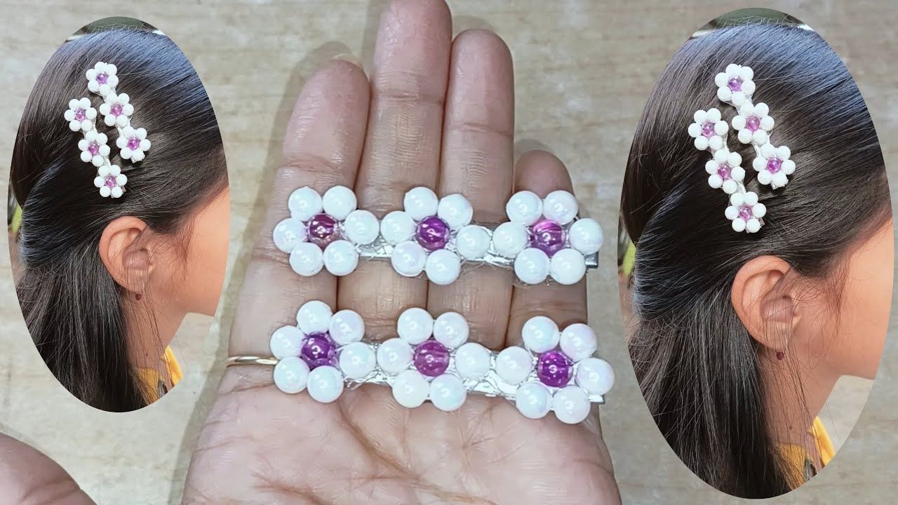 How To Make Beads Hair Clip At Home 🥰 | DIY Hair Clip With Beads | New ...
