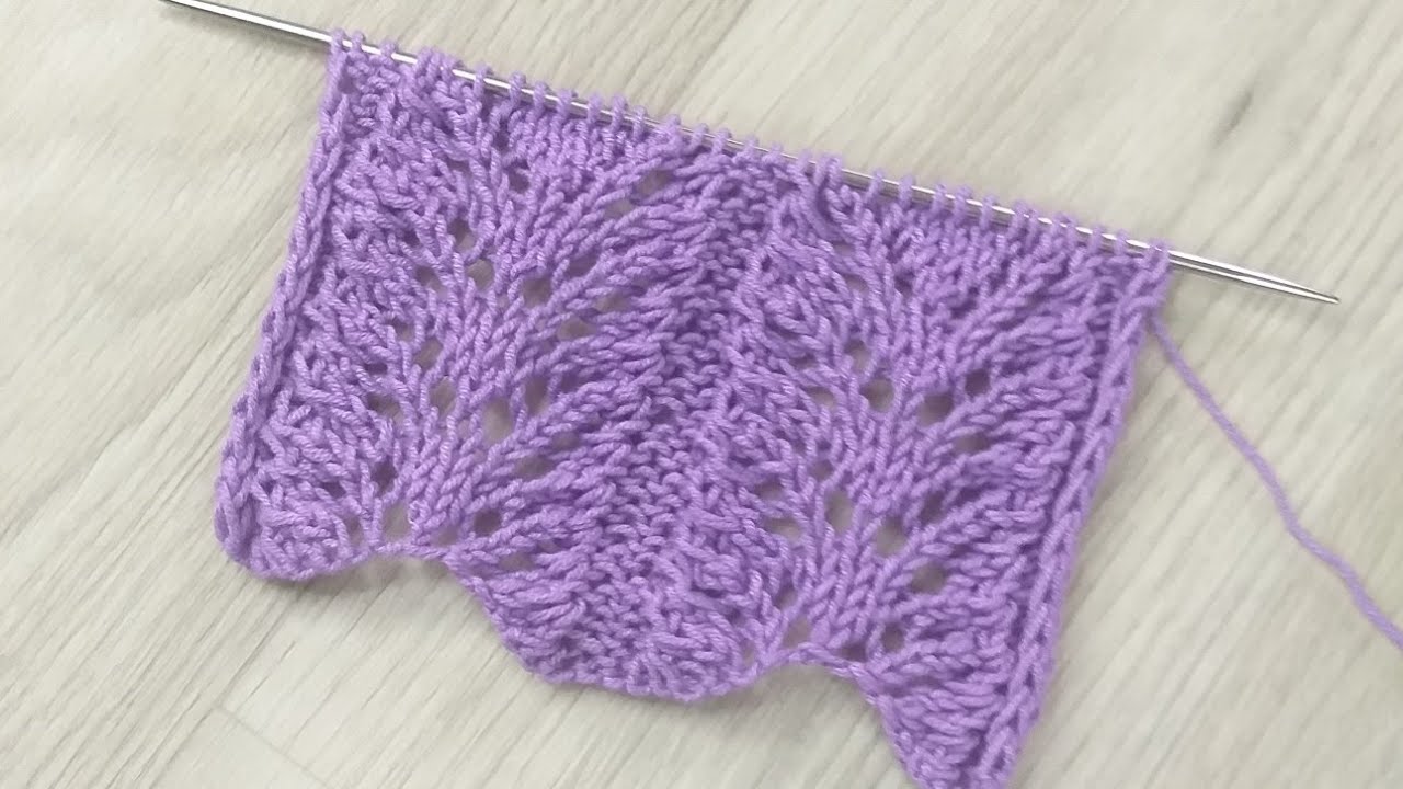 Ажурный узор с листьями. Вязание спицами. Very beautiful openwork pattern. Knitting. - YouTube