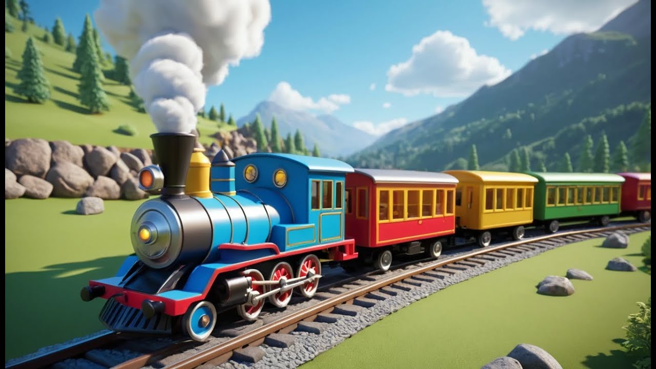 Round and Round the Little Train | Fun Train Song for Kids | Playful ...