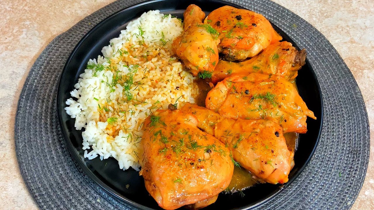 LA RICETTA DI POLLO CON RISO PIU' DELIZIOSA! cosce di pollo con salsa e ...