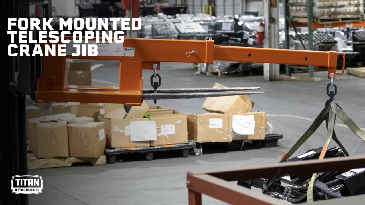 Fork Mounted Telescoping Crane Jib | Titan Attachments - YouTube