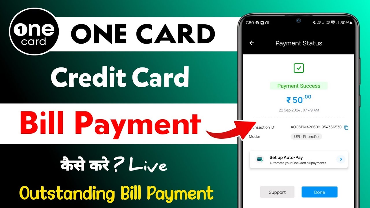 One Card Credit Card Bill Payment Kaise Kare 2024 | how to pay one card ...