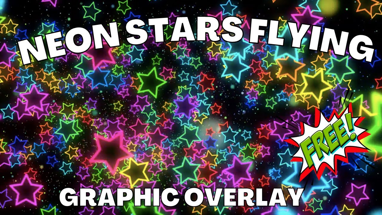 Colorful Neon Stars Floating Flying Background Motion Graphic Overlay ...