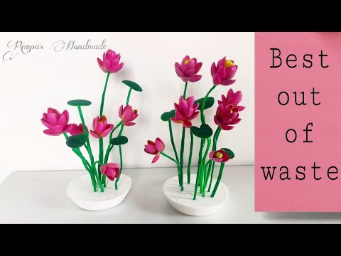 Pista shell craft/Pista shell Lotus flower making/Easy home decor ...