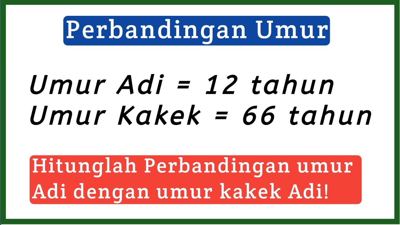 Perbandingan Umur || Matematika SD - YouTube