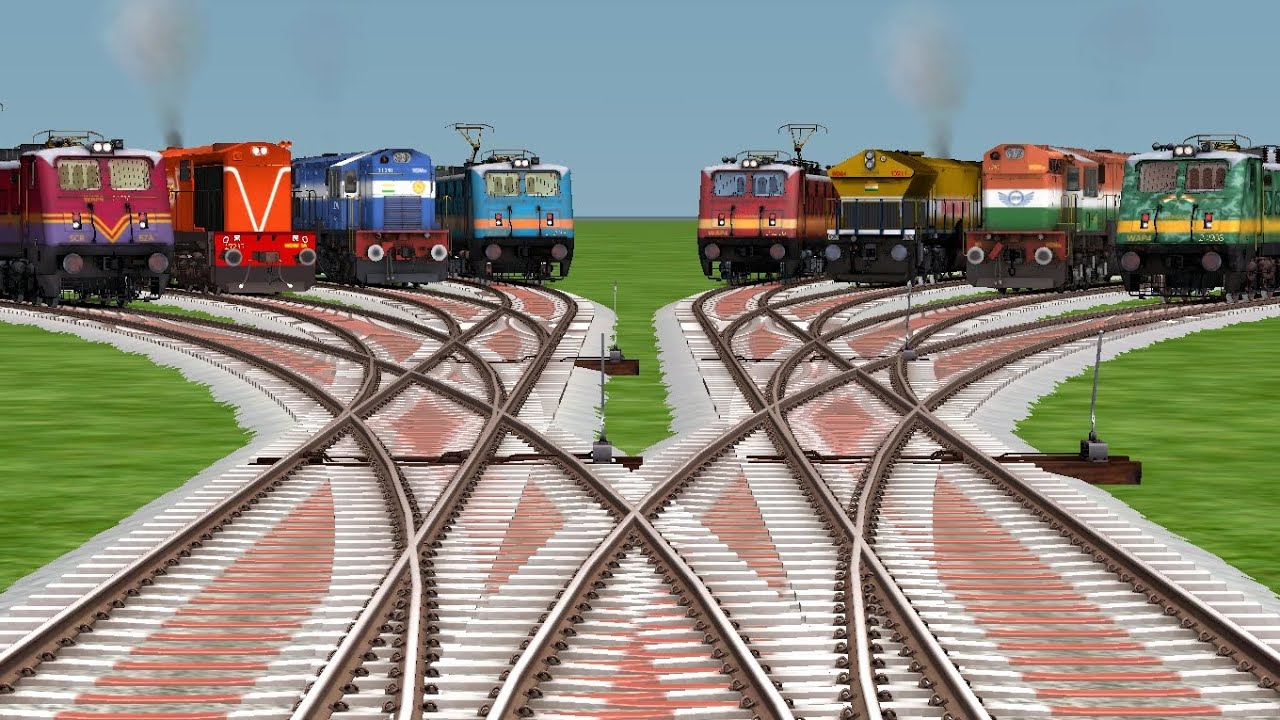 BEAMNG DRIVE INDIAN TRAIN 🚦CROSSING ON BUMPY RISKY RAILROAD TRACKS ...