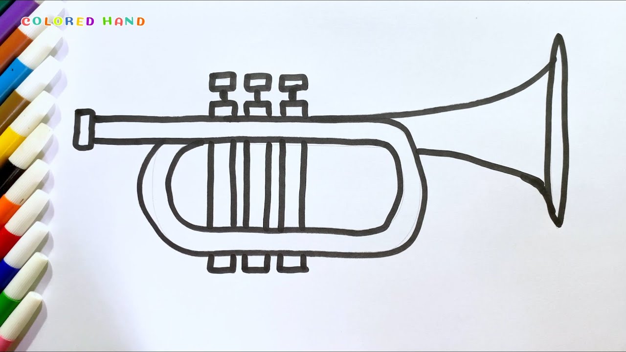 How to Draw Trumpet | Trumpet Drawing | Painting and Coloring for Kids ...