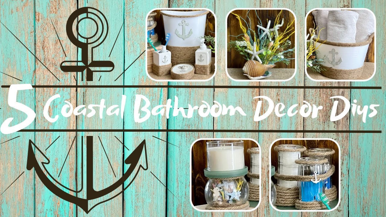 5 *New* Coastal Bathroom Decor DIYs - YouTube