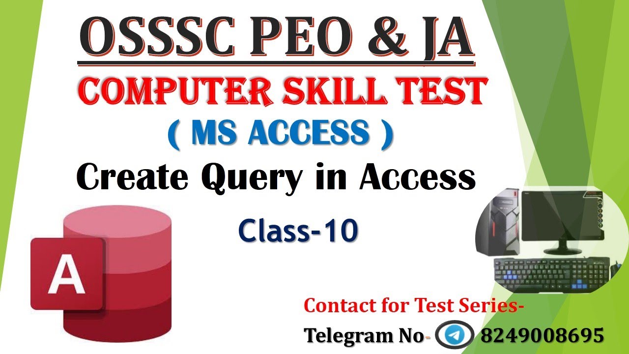 Create Query in Ms access class -10 for PEO JA Skill Test - YouTube