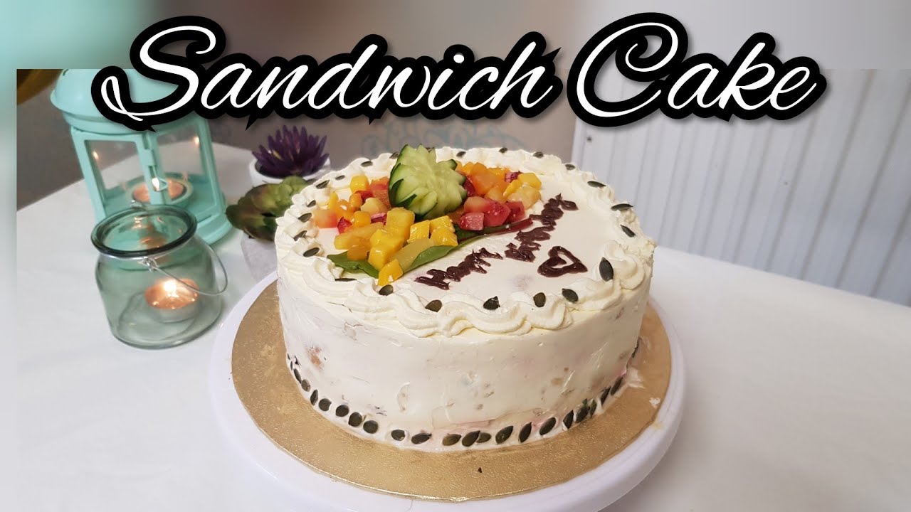 Round Sandwich cake with bread slices without oven cake - YouTube