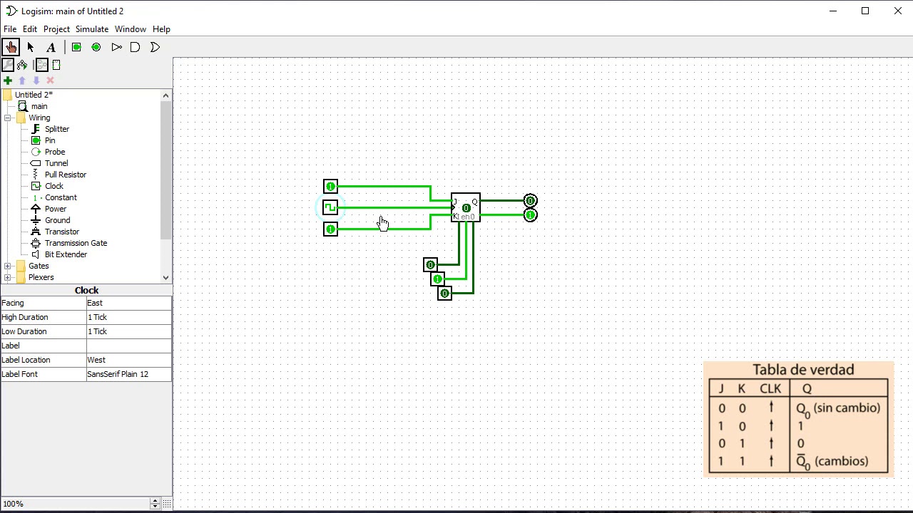 Flip flop JK en Logisim - YouTube
