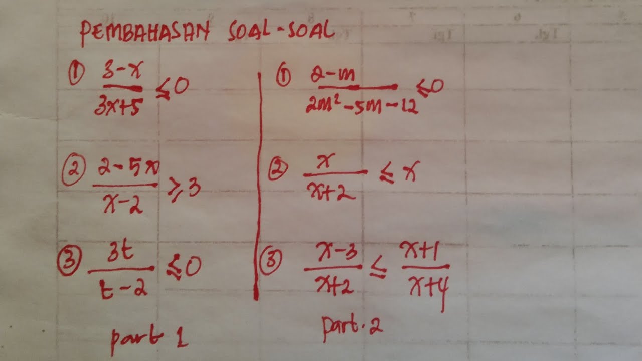 Pembahasan Soal Pertidaksamaan Rasional Part.1 - YouTube