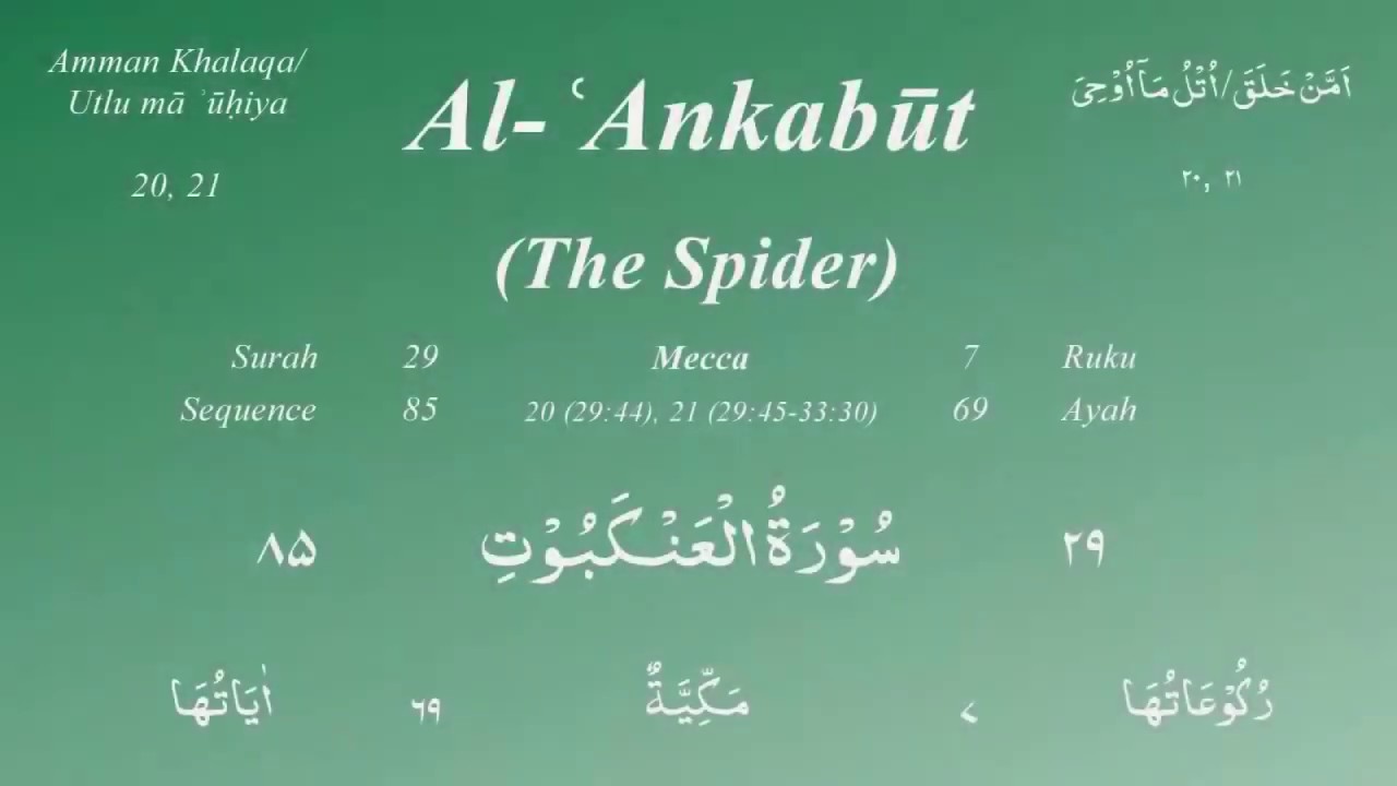 029) Surah Al Ankabut by Mishary Rashid Al Afasy with Arabic, English ...