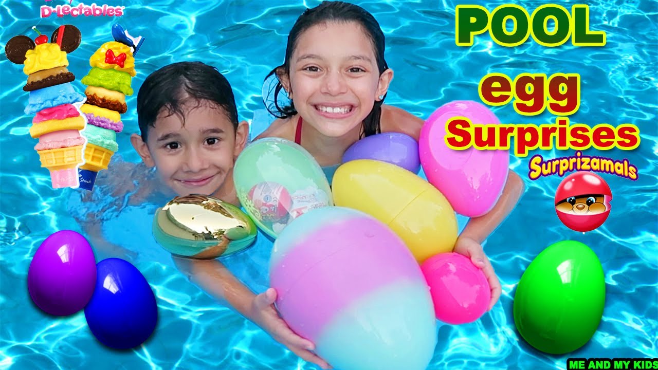 SWIMMING POOL SURPRISE EGGS - YouTube