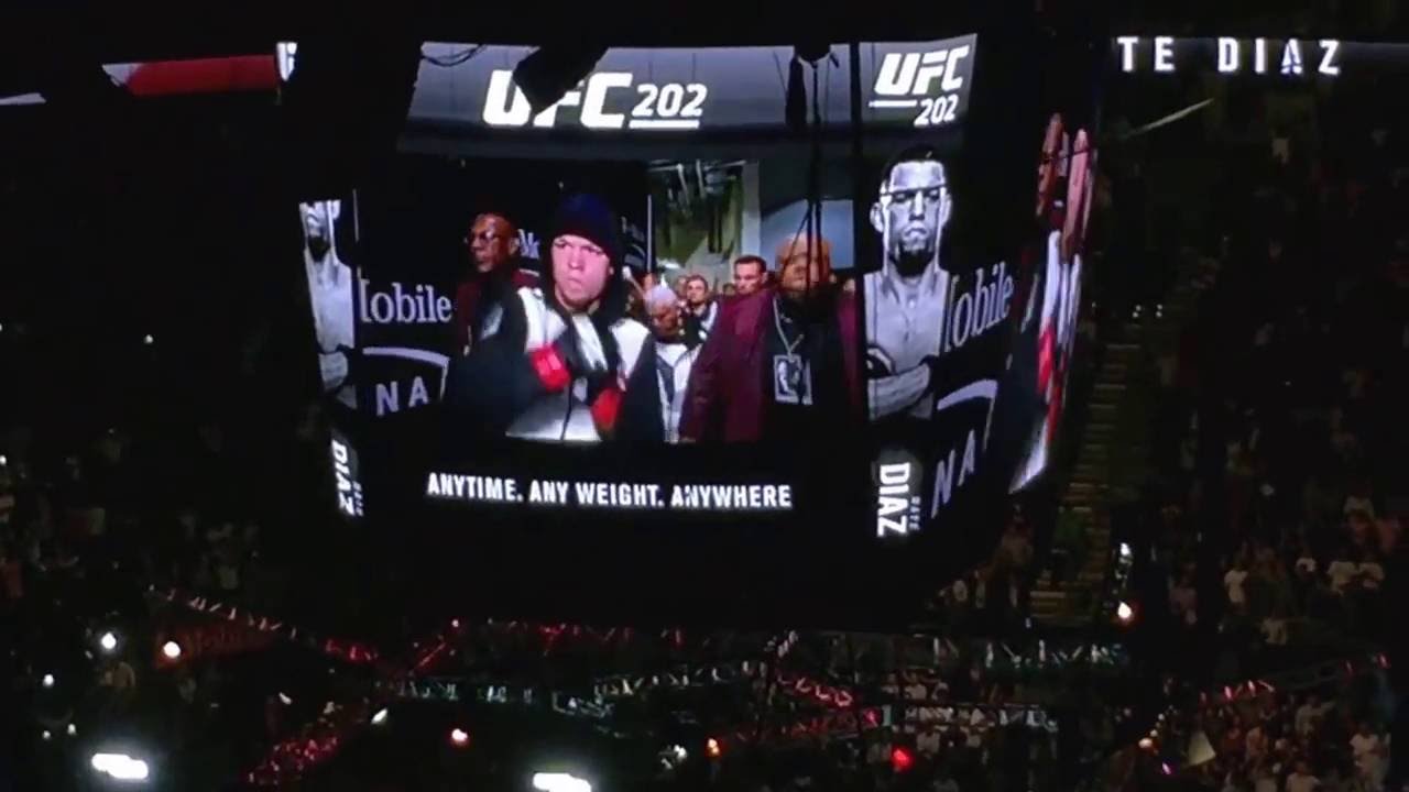 UFC 202 Nate Diaz entrance from in the t mobile arena - YouTube