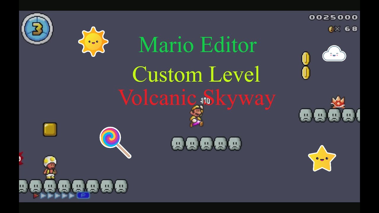 Mario Editor (ME) - Custom Level - Volcanic Skyway - YouTube