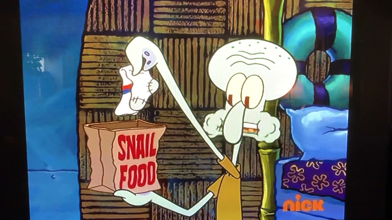 Spongebob - squidward eats snail food - YouTube