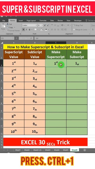 Excel Superscript subscript trick #shorts #excelshorts #excel #exceltips #exceltutorial - YouTube