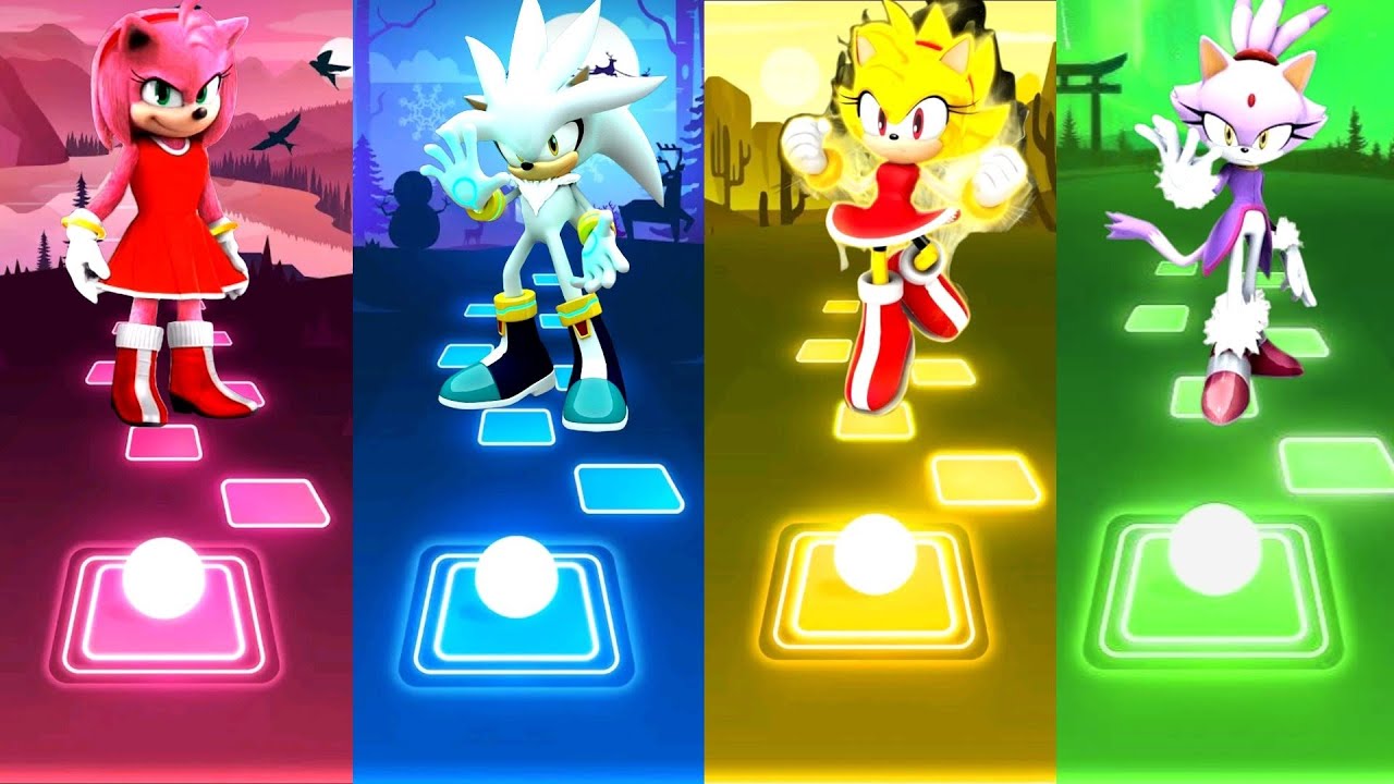 Amy vs Silver Sonic vs Super Amy vs Balze - Tiles Hop Edm Rush - YouTube