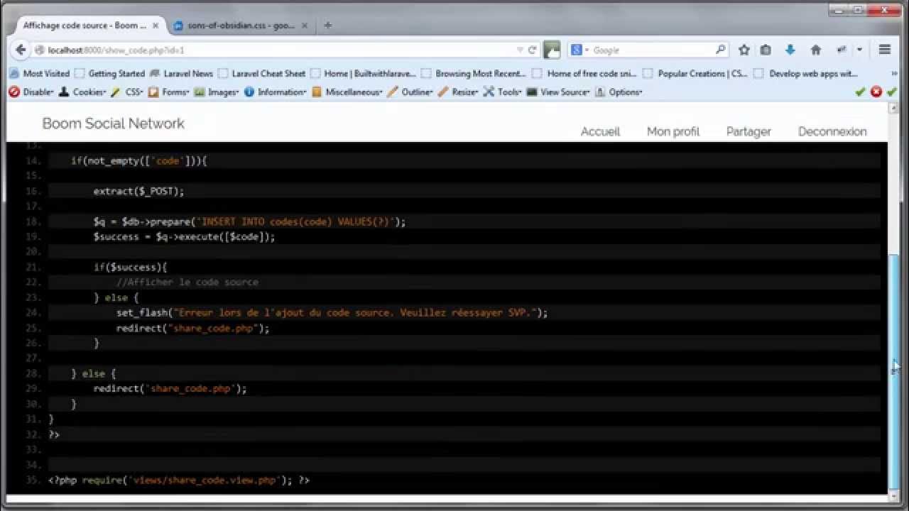 CRÉER UN RÉSEAU SOCIAL POUR DÉVELOPPEURS EN PHP - 29 - Utiliser Google Prettify - YouTube