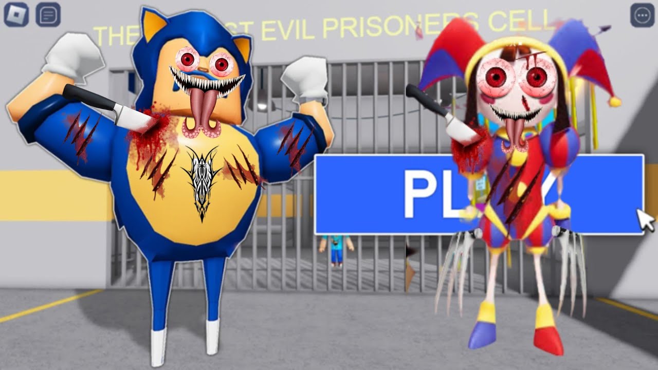 [SECRET UPDATE] POMNI VS SONIC.EXE BARRY'S PRISON RUN! (Obby) POMNI ...