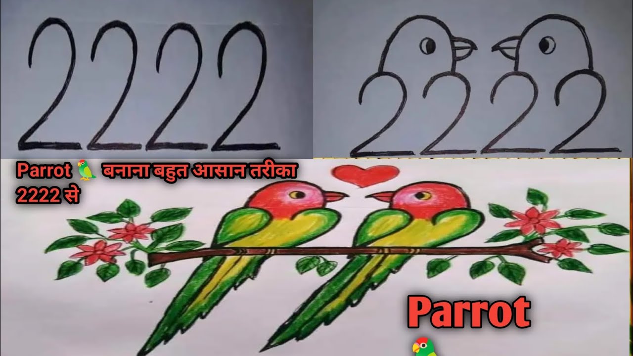Cute Parrot Couple Drawing Step by Step Tutorial - YouTube