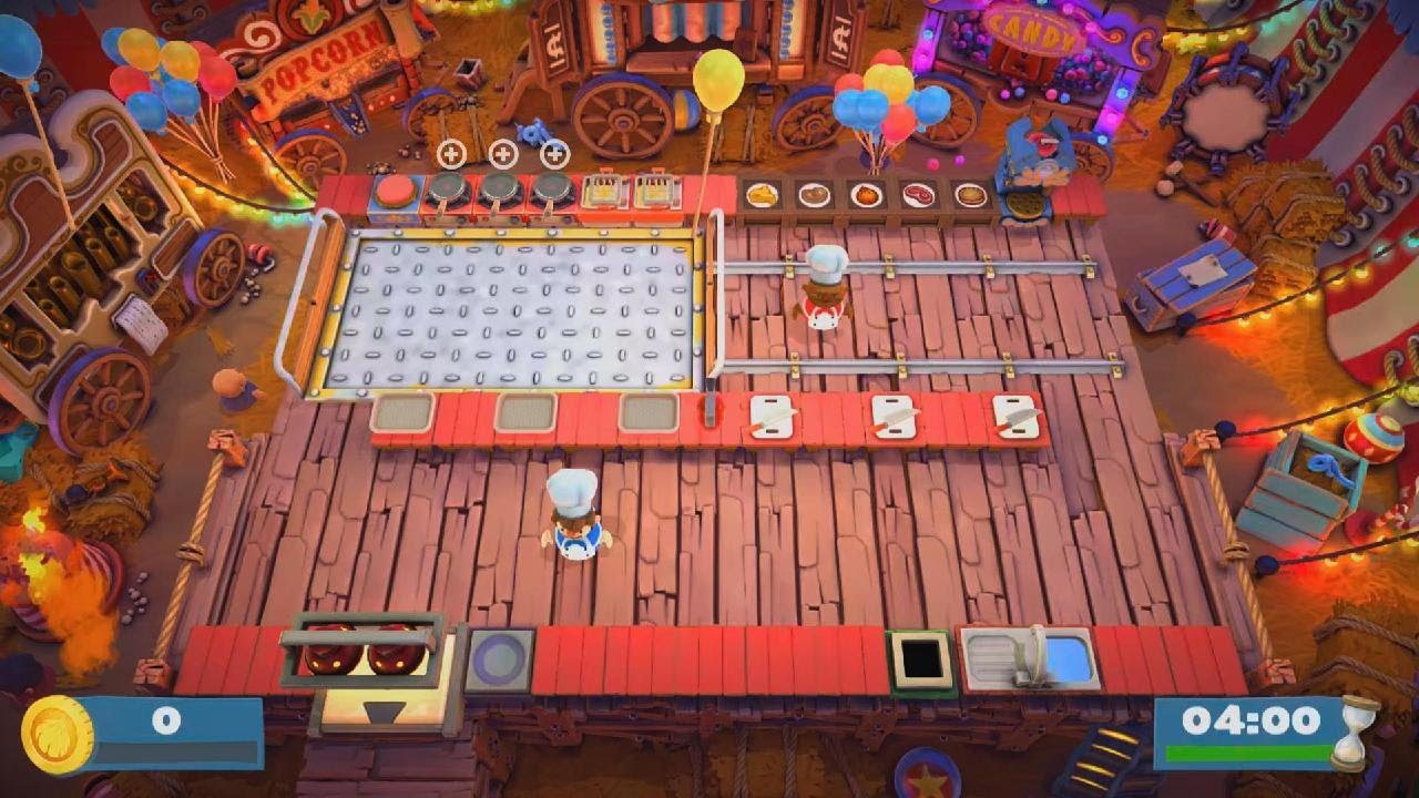 Overcooked 2, Carnival of Chaos, Level 2-2, 4 stars, 2 players - YouTube