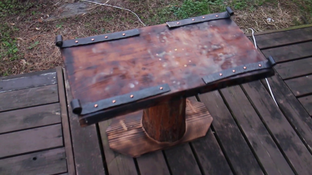 DIY Furniture Table with Blacksmith trim - YouTube