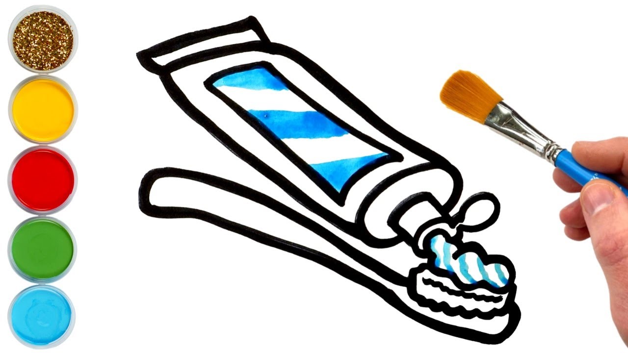 Toothpaste and Toothbrush Drawing, Painting and Coloring | Art Tips for ...