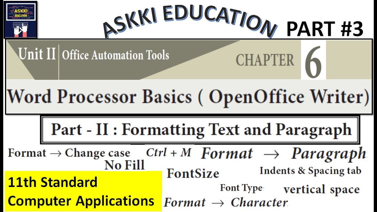 💥 11th Computer Applications & Technology Chapter 6 - Word Processor ...