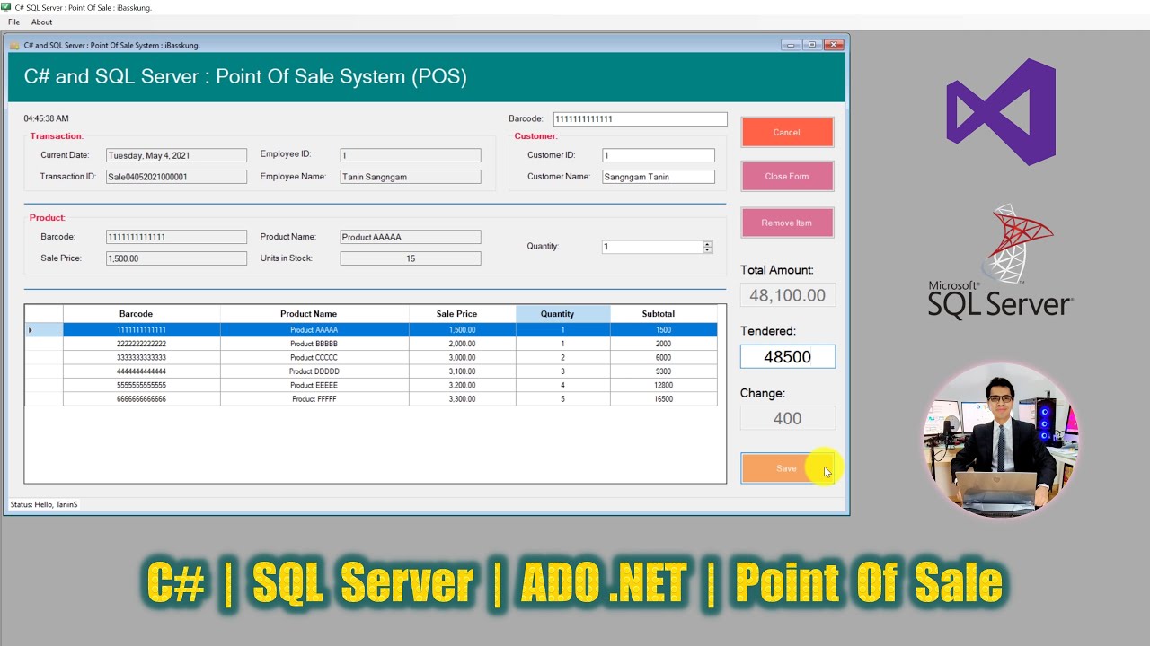 C# SQL Server (ADO.NET) Point Of Sale System : What You Will Learn in ...