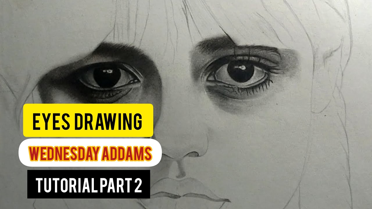 Draw Wednesday Addams Eyes: Easy Step-by-Step Tutorial part 2 - YouTube