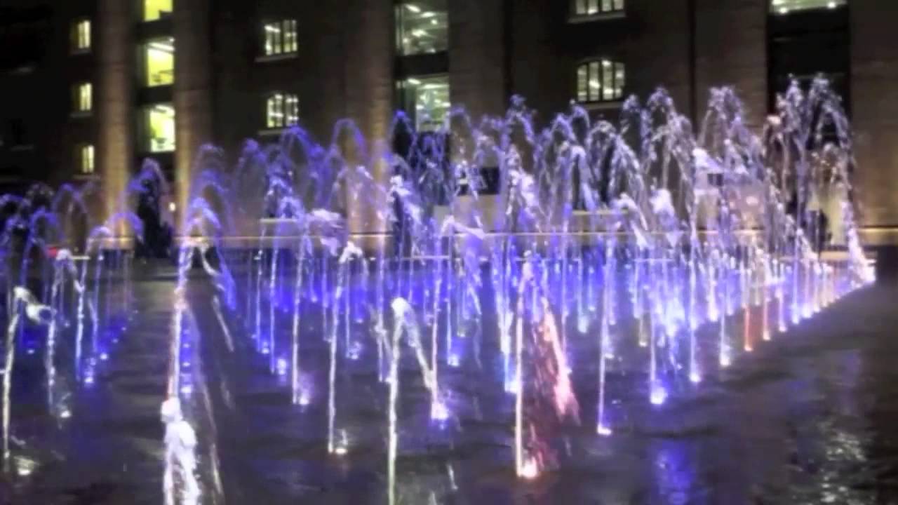 Granary Square Light Fountains - YouTube