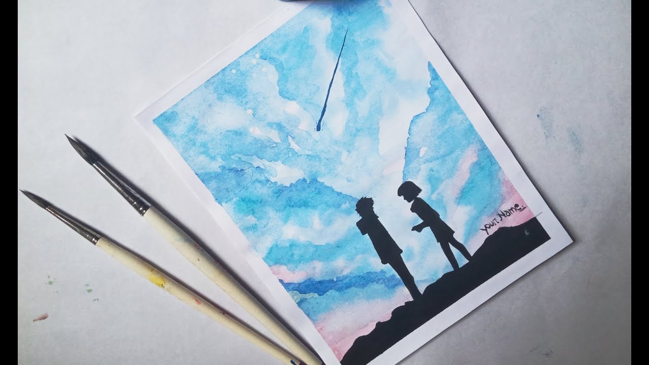 Easy drawing with poster colours | Your Name - seen | step by step ...