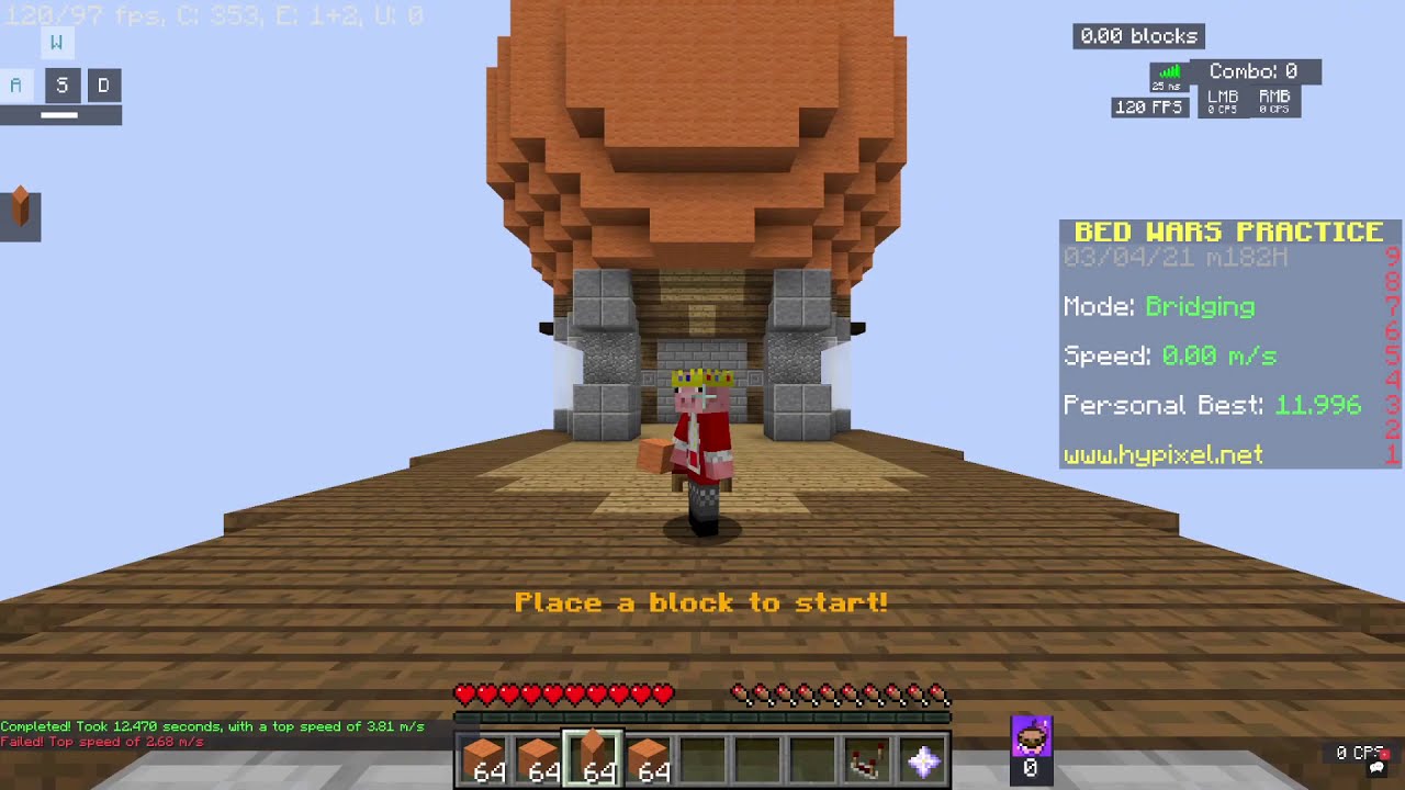 playing the new bridge practice on hypixel - YouTube