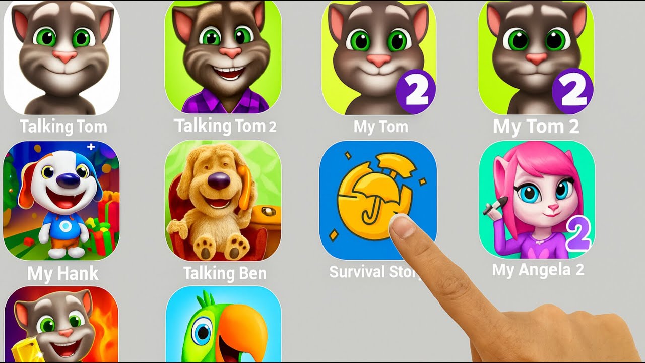 Tom Gold Run,Angela 2,My Tom 2 Talking Tom Friends,Talking Hank,Tom ...